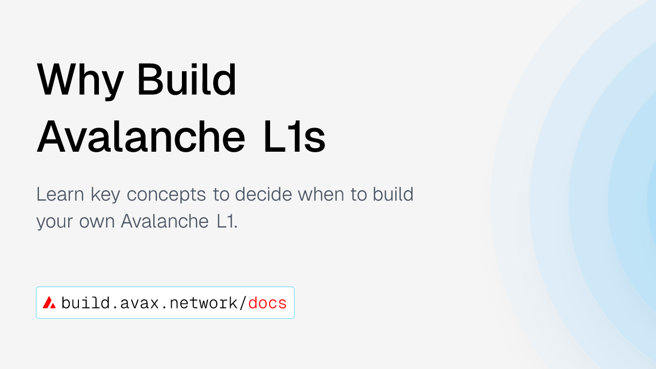 Why Build Avalanche L1s | Avalanche Builder Hub