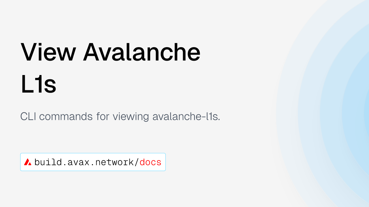 View Avalanche L1s | Avalanche Builder Hub